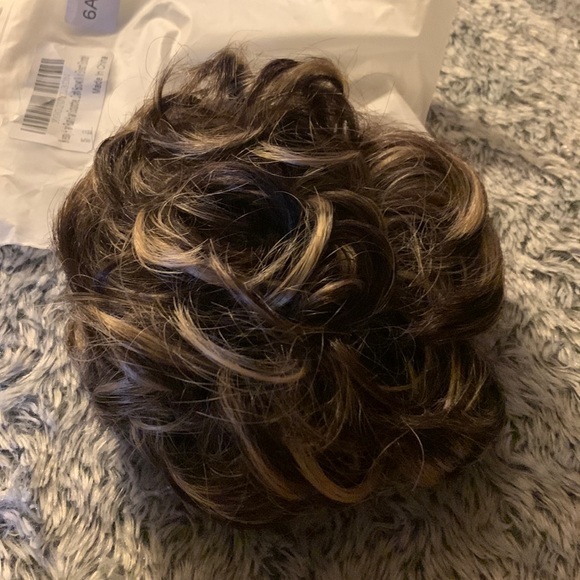 Accessories | Dark Brown With Golden Highlights Curly Scrunchie Fake ...